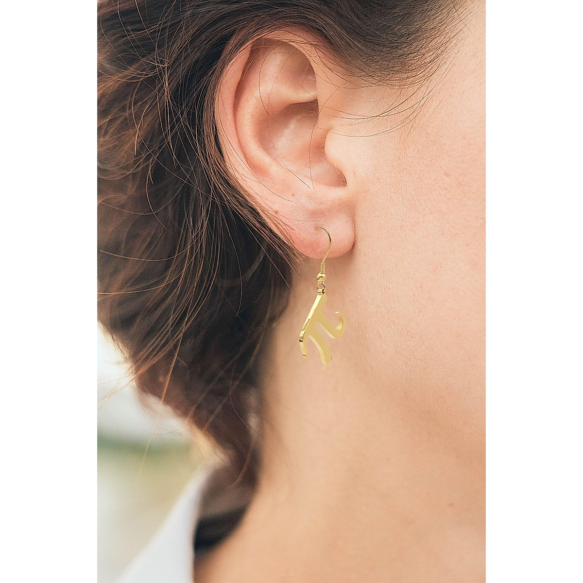 Pi Symbol Stainless Steel Dangle Earrings (Black)