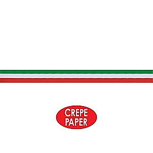 Beistle , 4 Piece Crepe Streamers, 2.5" x 30' (Red/White/Green)