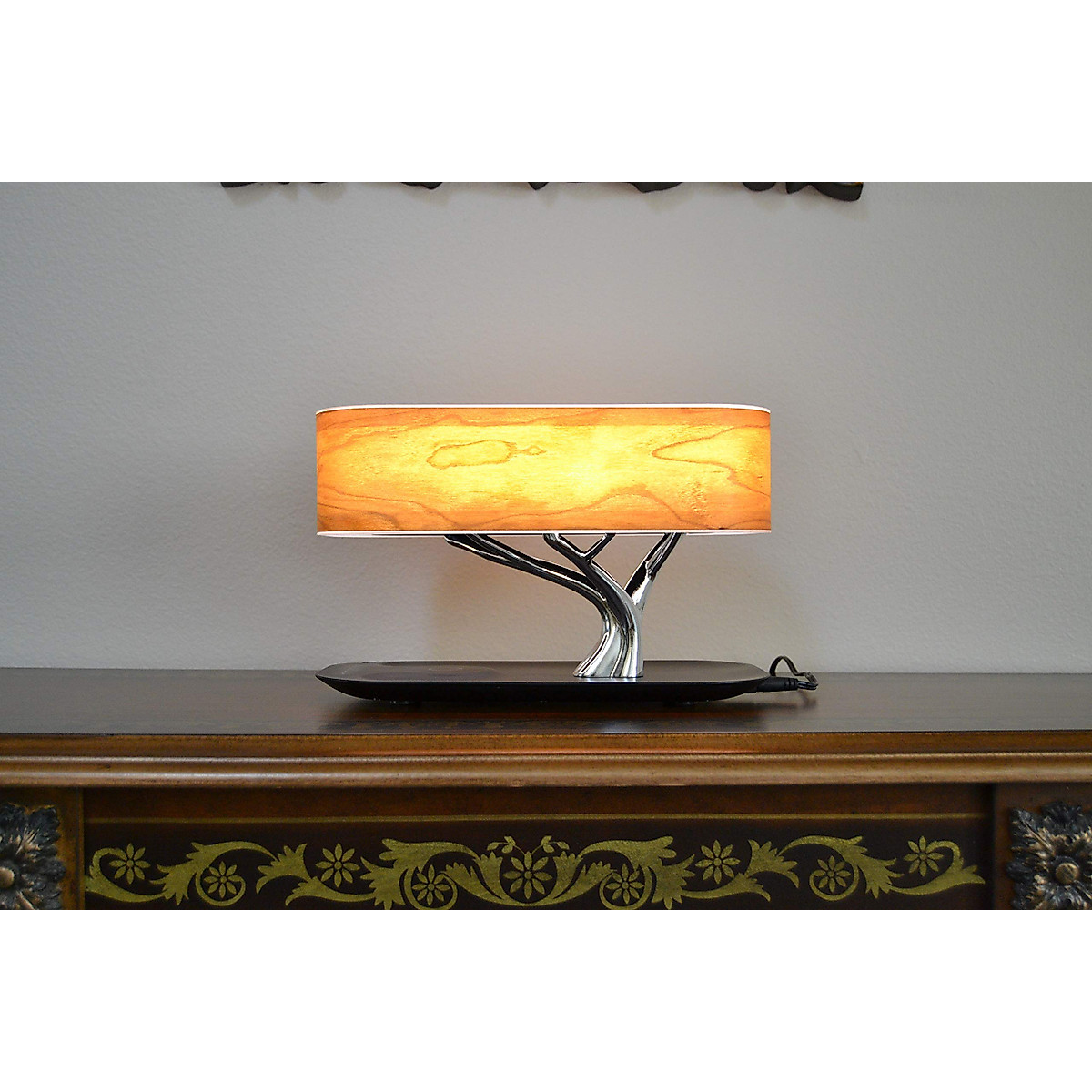SBOTLIGHT Bedside Tree Lamp with Bluetooth Speaker and Wireless Charger Desk Tree of Life lamp Sleep Mode Stepless Dimming LED Night Light QI Charging Phones Wireless Charge