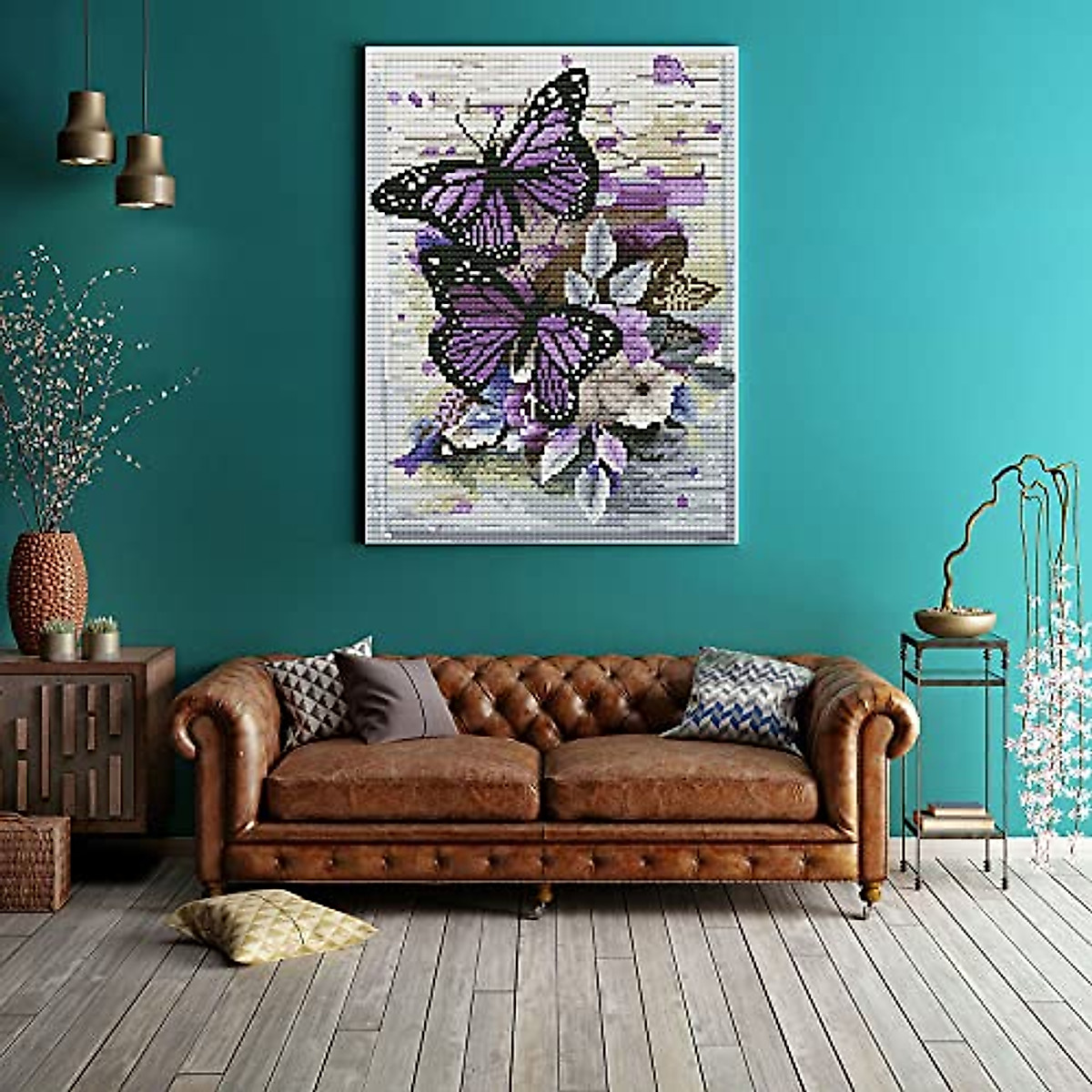 Stamped Cross Stitch Kits,Flowers Needlepoint Butterfly Counted Cross Stitch Kits for Adults Beginners,Full Range of Cross-Stitch Stamped Kits Needlecrafts for Home Wall Decor Cross Stitch Patterns