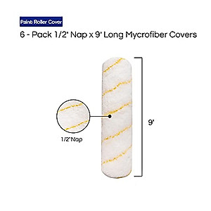 Pro Grade - Paint Roller Covers - 1/2 X 9 Inch Microfiber 6 Pack