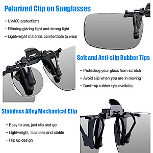 Simida Polarized Clip-on Sunglasses Anti-Glare Driving Glasses for Prescription Glasses