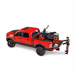 bruder Ram 2502 Power Wagon with Ducati Scrambler Desert Sled and Driver Vehicles Toy