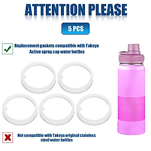 5pcs Replacement Gasket for Takeya Actives, Water Bottle Lid Gaskets Compatible Replacement Ring 18oz 22oz 24oz 32oz 40oz Water Bottle Washer with Spout Cap Rubber Seals(Not for Takeya Original)