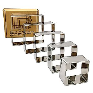 Vokop Square Cookie Cutter Set-5 Pack Stainless Steel Square Biscuit Molds Fondant Cake Cookie Cutter Set Pastry Mold-2",2.5", 3", 3.5",4"