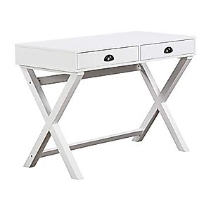 OSP Home Furnishings Washburn Chic Campaign Writing Desk, White