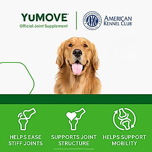 YuMOVE Adult Dog Tablets | Hip and Joint Supplement for Dogs with Glucosamine, Chondroitin, Hyaluronic Acid, Green Lipped Mussel | Dogs Aged 6 to 8 | 120 Count Tablets, Treat Colored