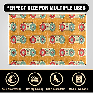 Game Theme Joysticks Area Rug 4x6 Retro Gamepad Non Slip Large Rugs for Living Room Bedroom Absorbent Washable Carpet with Rubber Backing Indoor Outdoor for Dorm Backyard Patio
