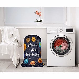 Swono Large Capacity Laundry Hamper Basket Solar System Cartoon Planets Quotes Never Stop Dreaming Storage Baskets for Bedroom, Bathroom, Dorm, Dining Room, Oxford Cloth 28x40 Inch