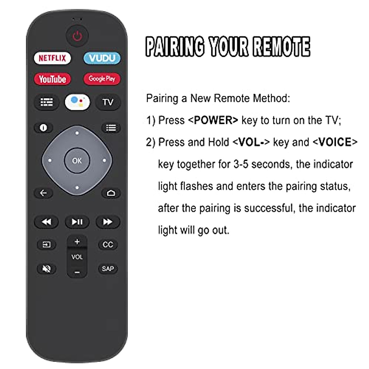 New URMT26RST004 Voice Remote Control Replacement for Philips 5704 Series 5604 Series 5766 Series 5806 Series 5000 Series Android Smart TV with Preset App Keys- Netflix Vudu YouTube Google-Play