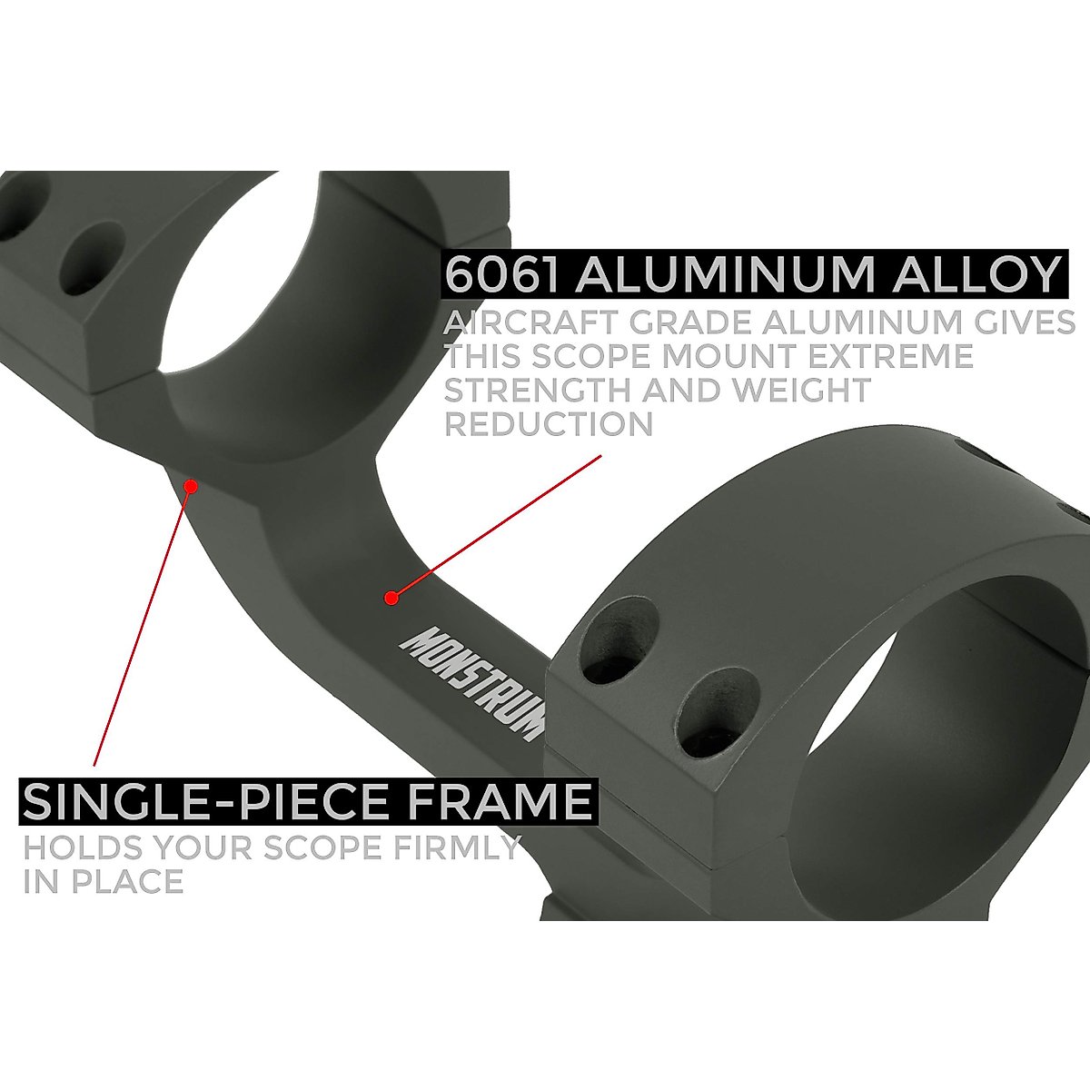 Monstrum G3 4-16x50 First Focal Plane FFP Rifle Scope with Illuminated MOA Reticle | ME308 Extended Series Offset Scope Mount | Bundle