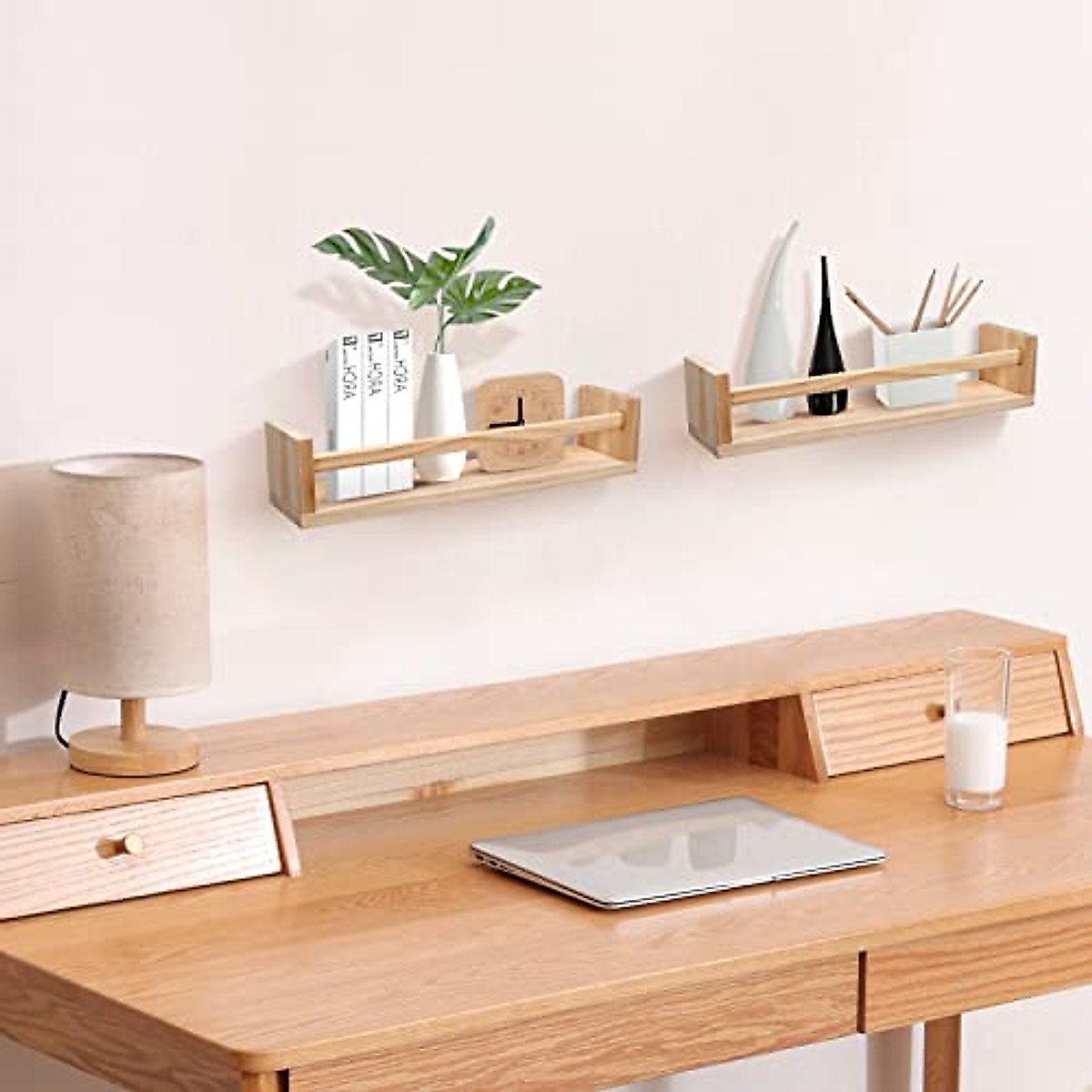 HAPOO Nursery Book Shelves Wall Bookshelf for Wall 16" Wood Nursery Shelf Floating Bookshelf for Kids Room Set of 4