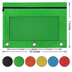 Gloween 6 Pack Binder Pencil Pouches for 3-Ring Notebook Binder, Fabric Pencil Pouches Cases Pockets Bags for Home/Office/School Supplies…