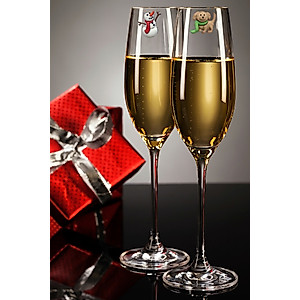 Simply Charmed Wine Charms and Magnetic Glass Markers Fun for Winter with Snowman, Snowflake, Puppy Dog and more - Set of 6