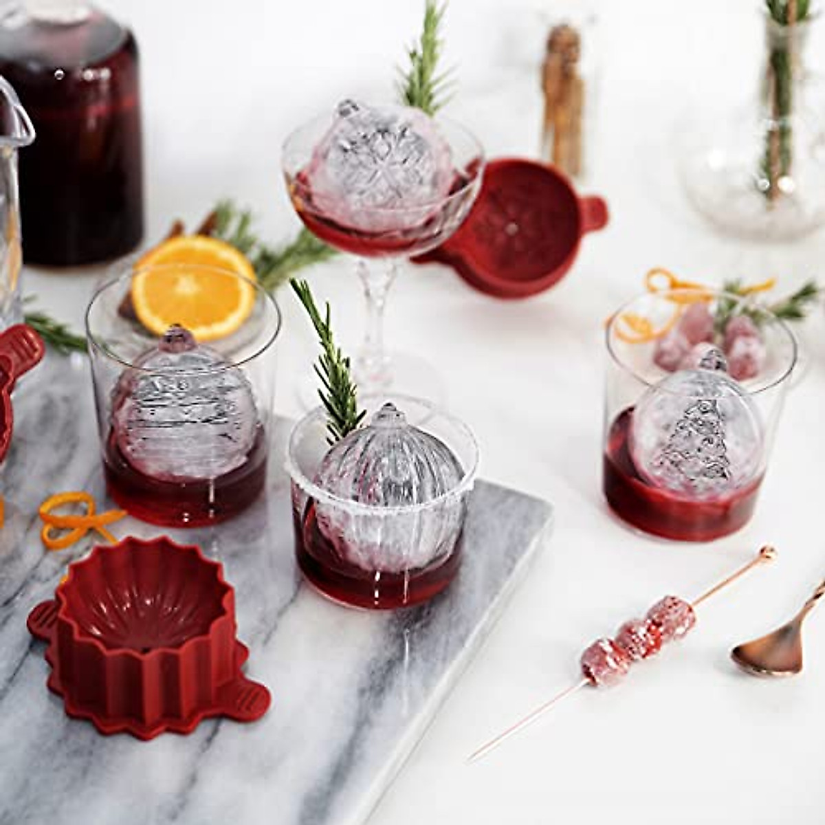 Tovolo Christmas Ornament Ice Molds, Set of 4, for Making Leak-Free, Slow-Melting Drink Ice for Whiskey, Spirits, Liquor, Cocktails, Soda & More