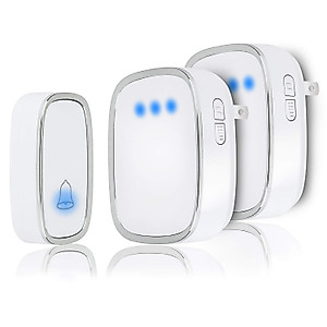 AUTENS Wireless Doorbell, Waterproof Door Bell Chime Kit Battery Operated 36 Melodies 4 Level Volume 1000 Ft Long Range LED Indicator for Home Classroom Office (2 Receiver,1 Transmiter)