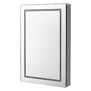 AQUADOM Royale Basic Q 24in x 30in x 5in Left Hinge LED Medicine Mirror Cabinet Recessed Surface Mounted, Dimmer, Touch Screen Button