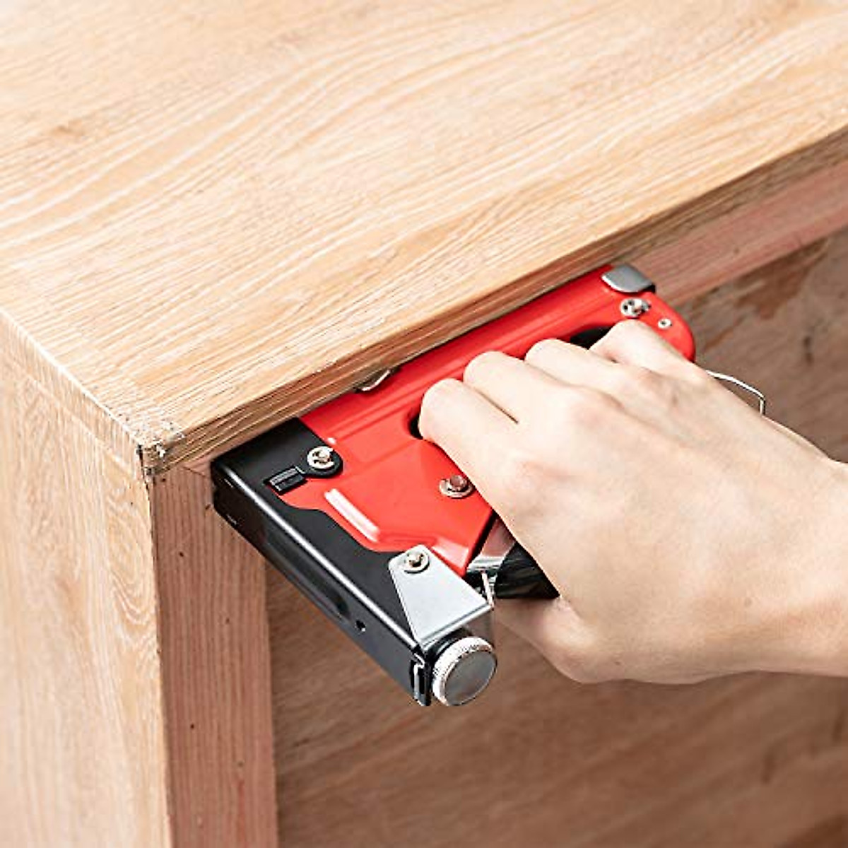 Upholstery Staple Gun Heavy Duty, 4 in 1 Stapler Gun with 6000 Staples, Remover, Manual Brad Nailer Power Adjustment Stapler Gun for Wood, Upholstery, Carpentry, Decoration DIY Staple Gun