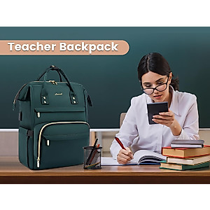 LOVEVOOK College Laptop Backpack, 15.6 Inch Travel Backpack for College, Waterproof Work Backpack Woman for Teacher Nurse Anti-theft Travel Back Pack, Gifts for Women,Dark Green