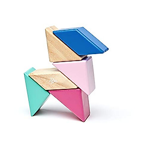 6 Piece Tegu Pocket Pouch Prism Magnetic Wooden Block Set, Blossom