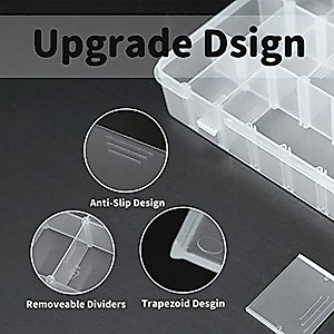 3 Pack Plastic Organizer Container,Plastic Storage Box with Adjustable Dividers for Jewelry Toy Cosmetics Craft Fuse Beads Nuts Pills Tackle and Screwdriver