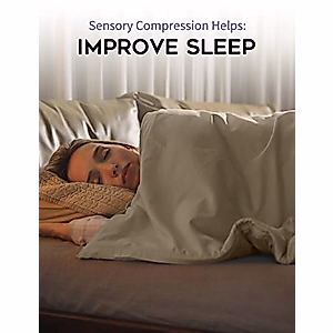 YnM Weighted Blanket and Duvet Covers — Hot and Cold Duvet Cover Set (3 Pieces) — (Teddy Bear Velvet Khaki, 60''x80'' 20lbs), Suit for One Person(~190lb) Use on Queen/King Bed