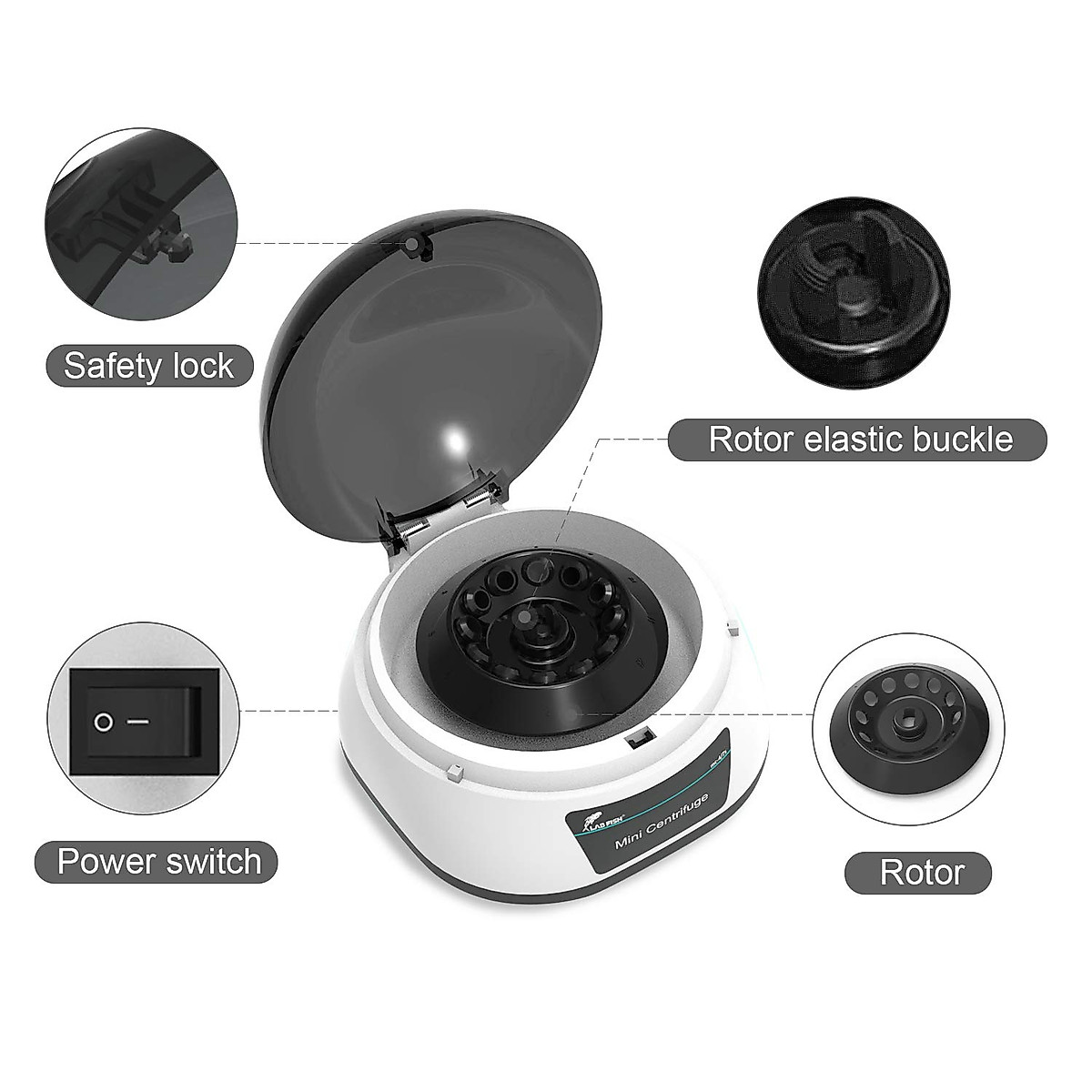 JOANLAB Mini Centrifuge Machine,4000rpm Lab Benchtop Centrifuge,2 Rotors for 0.2/0.5/1.5/2ml Micro tubex12 and 0.2ml 8/12 PCR stripex4