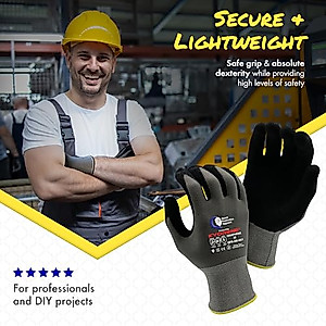 Quest Cut Resistant Work Gloves – Cut Proof Working Gloves Heavy Duty Cutting and Abrasion Protection – Puncture Resistant Gloves - Large, Pack of 3 Pairs