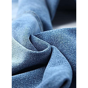 Sidefeel Women Distressed Raw Hem Washed Jeans Ripped Slim Fit Denim Pants Medium Sky Blue