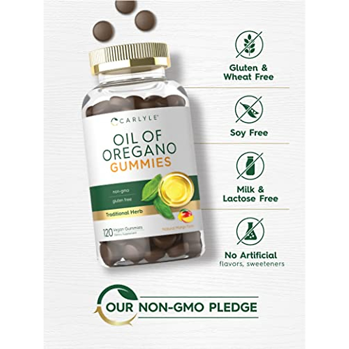 Carlyle Oregano Oil Gummies | 3000mg | 120 Count | Natural Mango Flavor | Vegan, Non-GMO, and Gluten Free Extract Formula | Traditional Herb Supplement