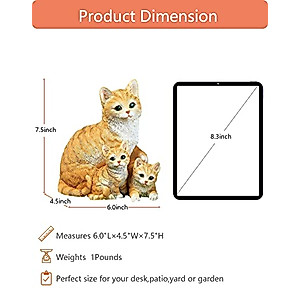 Cat Outdoor Garden Décor Statues – Precious Mama Cat and Kitten Figurine Gifts for Yard Patio Lawn, Funny Animal Flower Bed Decor Art Sculpture