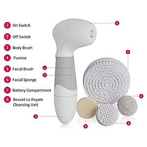 Facial Cleansing Brush 4 in 1 Kit Microdermabrasion Exfoliation Electric Waterproof Makeup Cleanser with 4 Brush Heads for Blackhead Remover Acne Dead Oily Sensitive Dry Skin