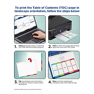 Avery 31-tab Dividers for 3 Ring Binders, Customizable Table of Contents, Multicolor Tabs, 1 Set (11846)