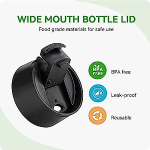 Prurex Flip Lid Compatible with Hydro Flask 12 16 18 20 32 40 64 OZ Wide Mouth, Replacement Lid for Simple Modern, Iron Flask, ThermoFlask and Other Wide Mouth Bottles