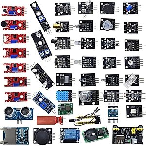 Upgrade Version 45 in 1 Sensor Module Kits for Arduino R4 UNO R3 MEGA2560 Nano Raspberry Pi ESP8266 ESP32 STM32 Development Board Programming Accessorries with Plastic Box Package