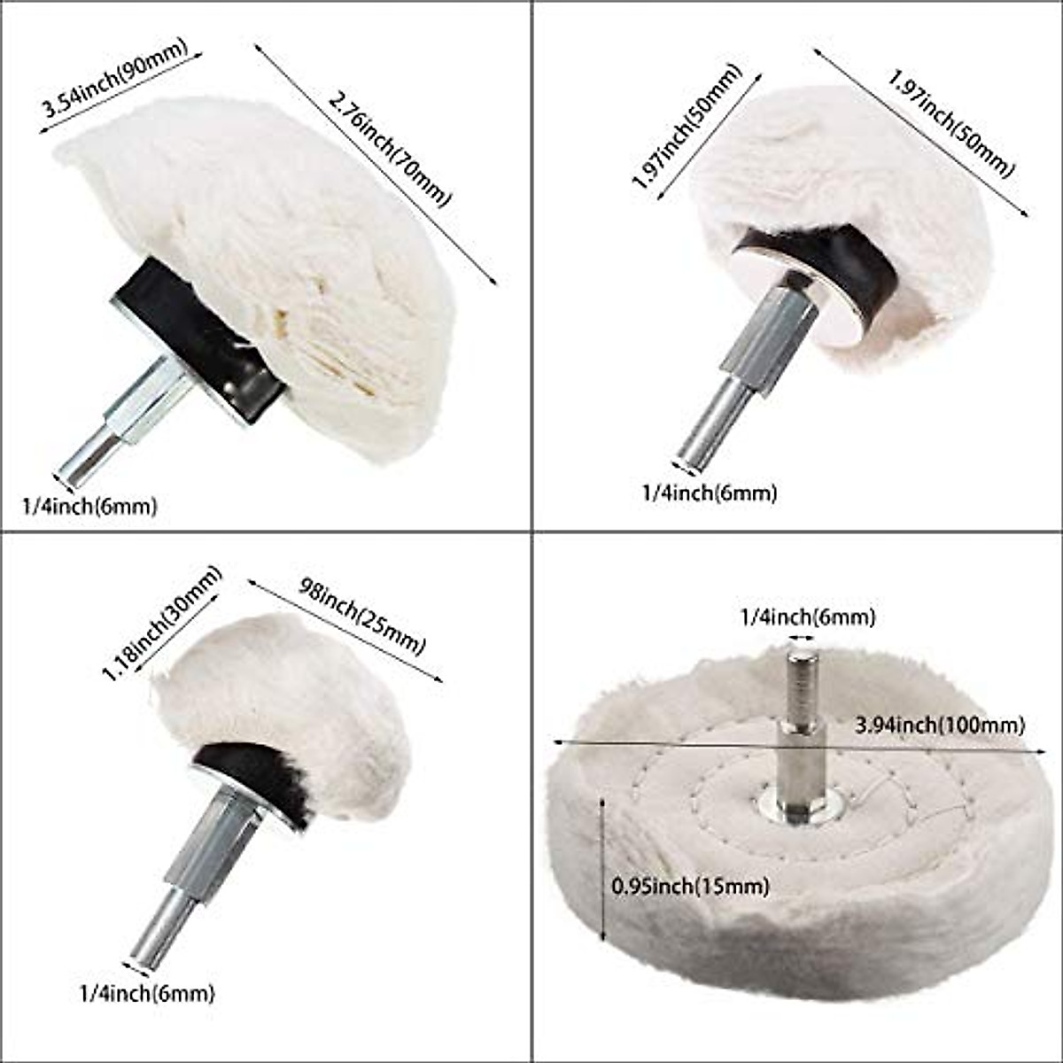 ANAHAF Buffing Wheel for Drill - 8 Pcs Polishing Wheel Cone/Column/Mushroom/T-Shaped Wheel Polishing Kit with 1/4 Handle