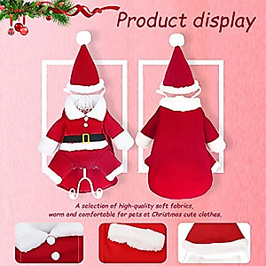 QETRABONE Small Santa Dog Cat Costume Christmas Pet Clothes Outfits Red Christmas Santa Claus Hat Scarf Cosplay Dressing up Xmas Party New Year Clothing Accessories for Small Cat Dog (XS-small, Santa)
