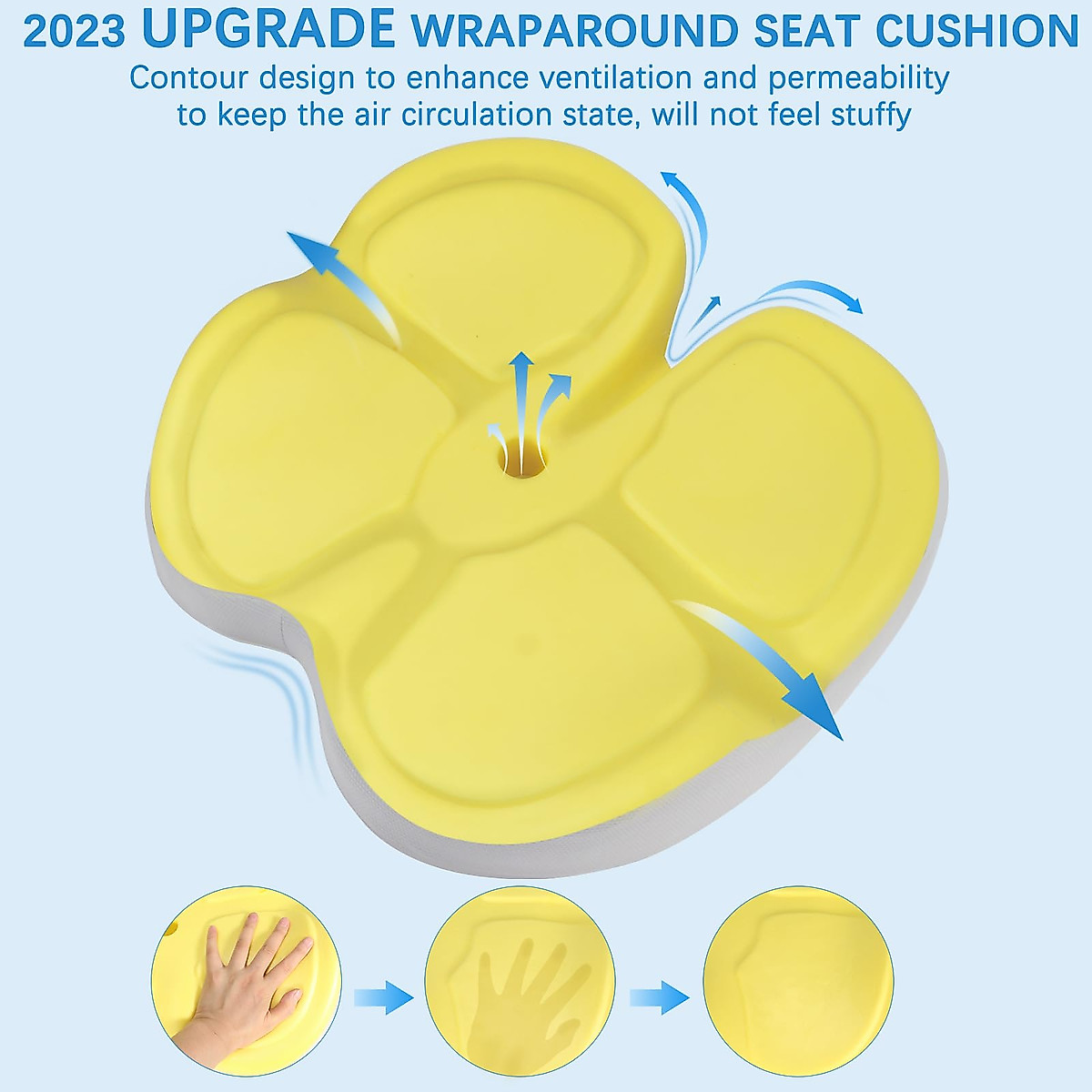 Thicked Seat Cushion for Office Chair - Memory Foam Chair Cushions for Strong Support and Comfort for All-Day Sitting, Relieves Butt Orthopedic Sciatica Hip Coccyx Pain for Car Driving, Wheelchair