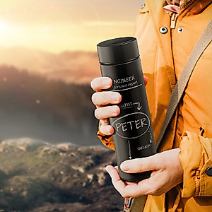 Maverton Travel Mug with engraving for man - 15,2 fl oz flask for him - Removable tea infuser - Lightweight design - LED Display - For Birthday - Personalized gadget for traveler - engineer