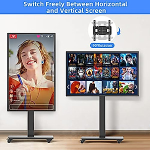 suptek Rotating Mobile TV Cart for 26-55 inch TV Holds up to 110lbs, Heavy-Duty Floor Stand Base for Live Stream Video Conferencing Tiktok YouTube Zoom(XZ-05)
