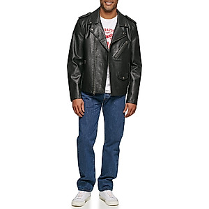 Levi's Men's Faux Leather Motorcycle Jacket, New Black, Large