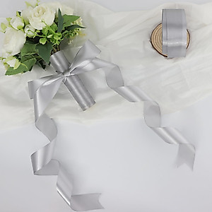 RIUNBB Gray Solid Satin Ribbon 1-1/2 Inch 25 Yards Solid Polyester Fabric Ribbon for Gift Wrapping Wedding Christmas Baby Shower Birthday Party Decoration Handmade Immortal Flower Craft