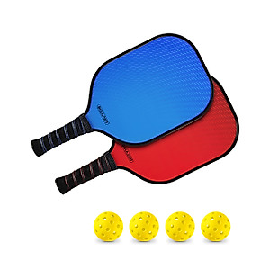 Boulder Pickleball Paddles - Carbon Fiber Paddle Set of 2 Racquets and 4 Balls - Complete Pickleball Set for Beginners and Experts