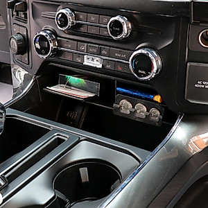 RERPRO Center Console Organizer Tray Compatible with 2021 2022 2023 2024 2025 Ford F150 Interior Accessories Insert Storage with Coin Holder Box Under Dash OEM Secondary Console Vault Bin