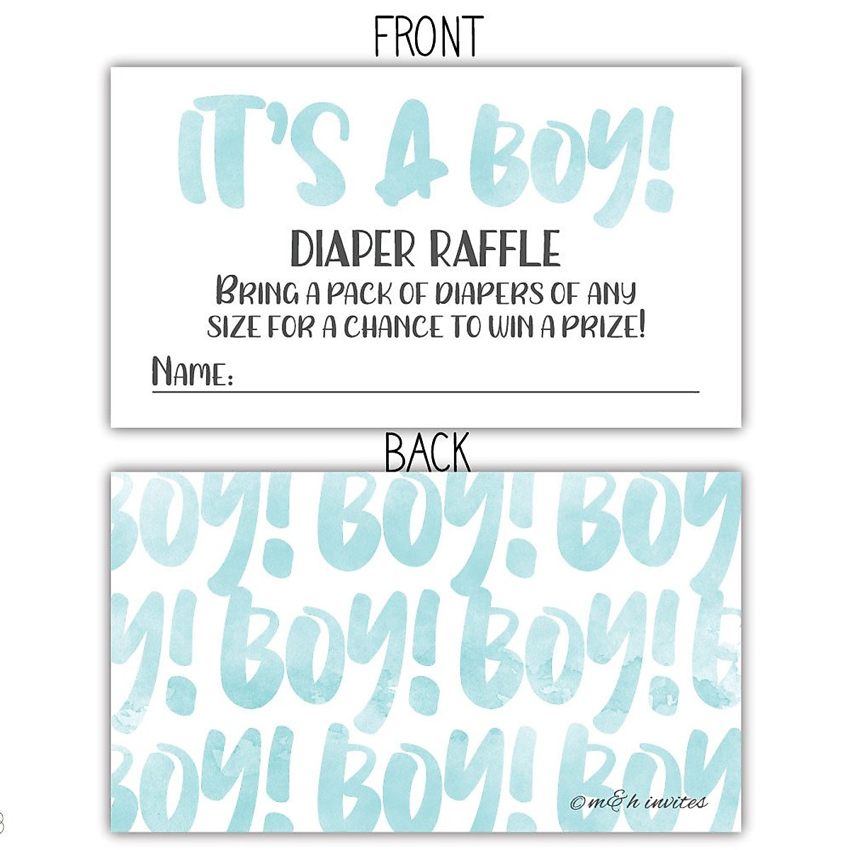50 Blue Watercolor It’s A Boy Diaper Raffle Tickets - Boy Baby Shower Game