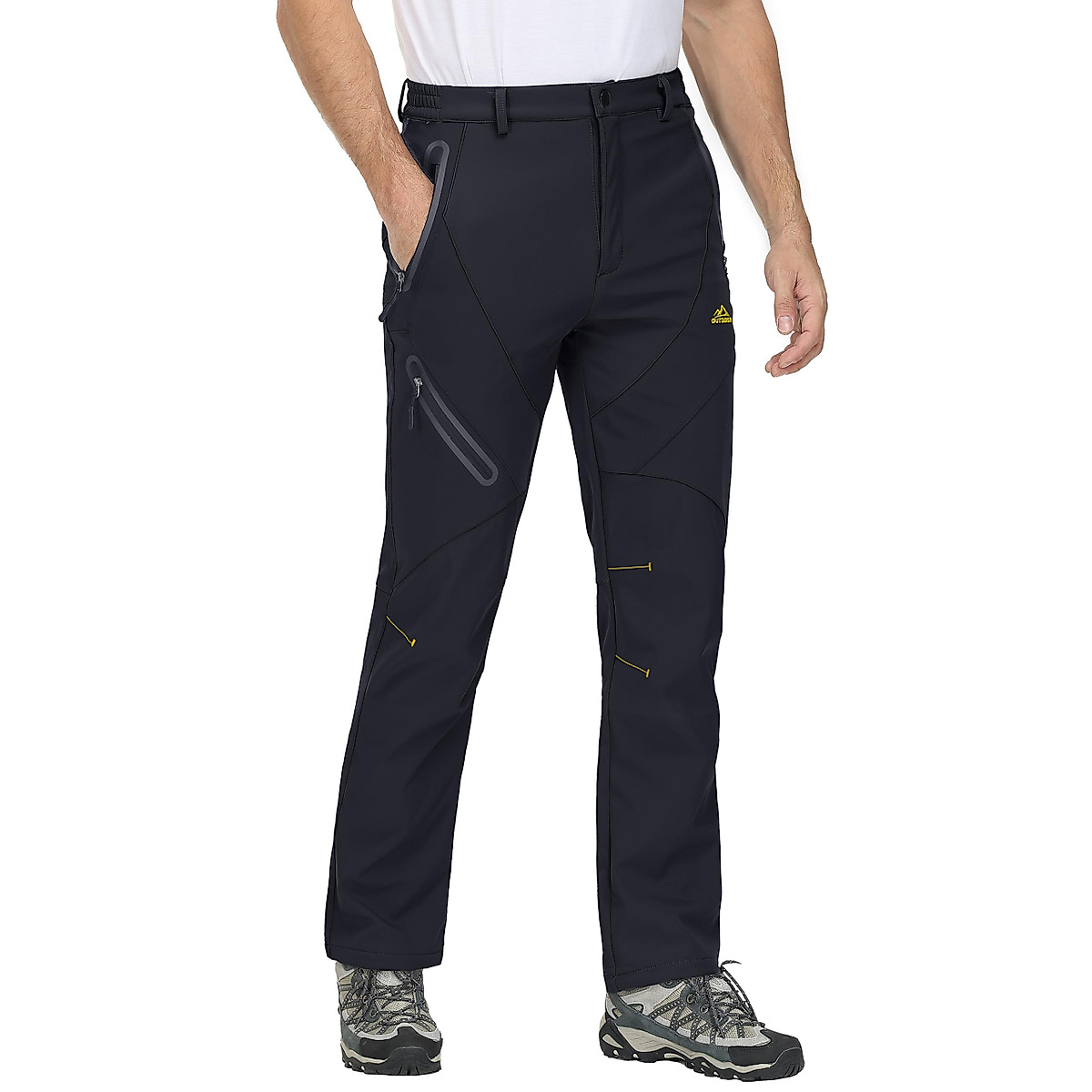 MAGCOMSEN Winter Pants Men Fleece Lined Pants Warm Pants Waterproof Pants Ski Pants Snow Pants Hiking Pants Tactical Pants Black