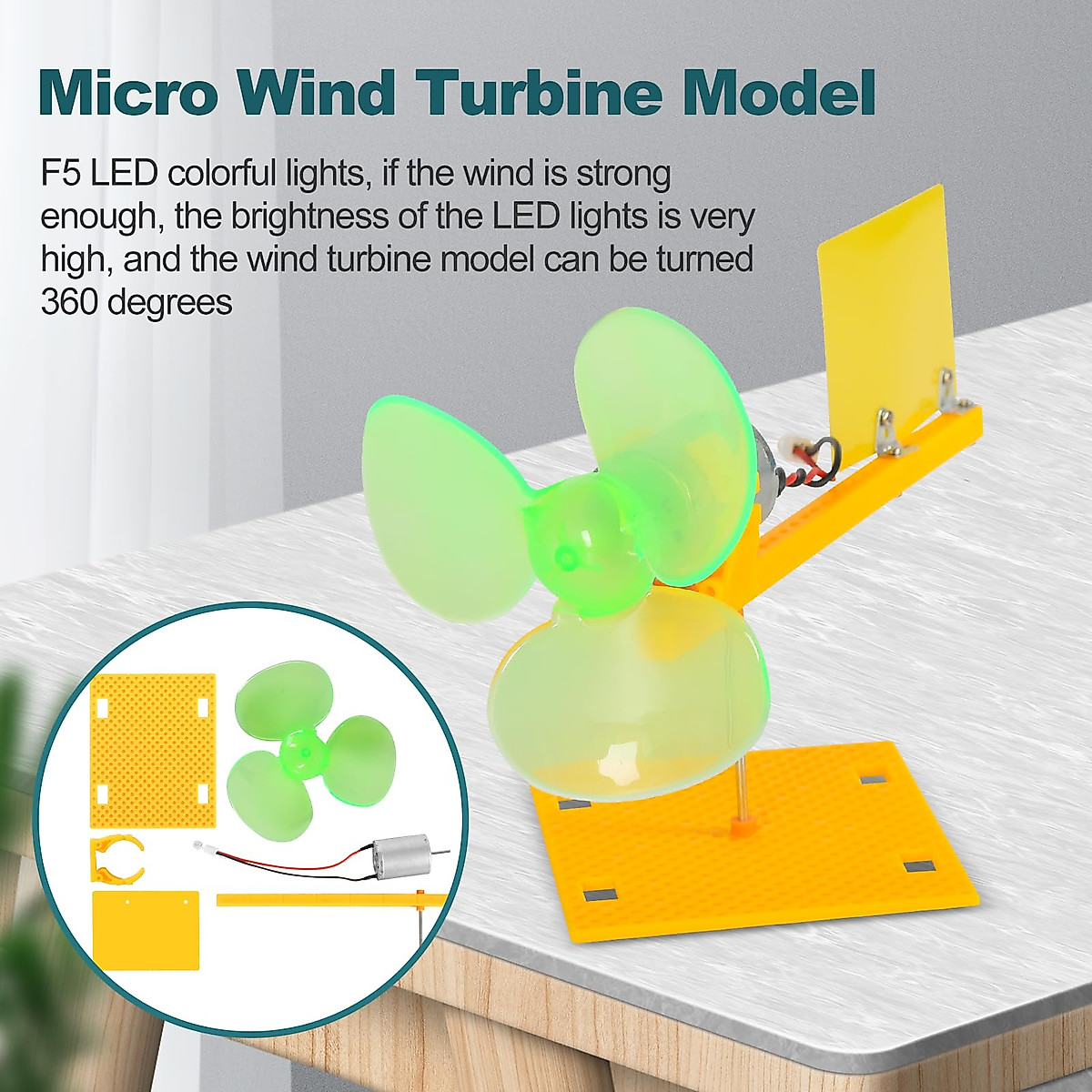 9 Set Mini Generator Motors DC Motor, Micro Wind Turbine Generator Kit with Holder Blades DIY Project Kits, Teaching Tool for demonstrating Wind Power Generation