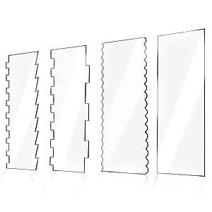 4 Pieces Large Clear Acrylic Cake Scraper Set Cakes Smoother Scraper Cake Stripes Edge Contour Comb for DIY Icing Frosting Buttercream Cream Decorating Kitchen Baking Tool Mousse Pastry Cutter