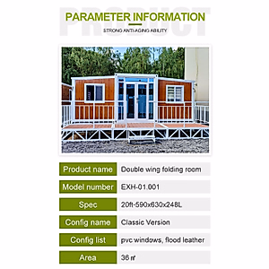 20ft portable prefabricated tiny house, customizable expandable mobile folding house, modular prefabricated container house suitable for hotel, stall, office, guard house, shop, villa, warehouse, etc.