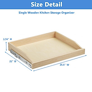 ROOMTEC Soft Close Pull Out Cabinet Organizer 25-1/2" W x 21" D Cabinet Organizer Wood Slide Out Shelves Cabinet Storage and Organizer for Kitchens and Pantry